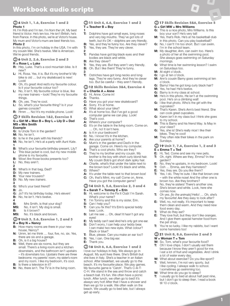 Gg1 Workbook Audio Script PDF | PDF