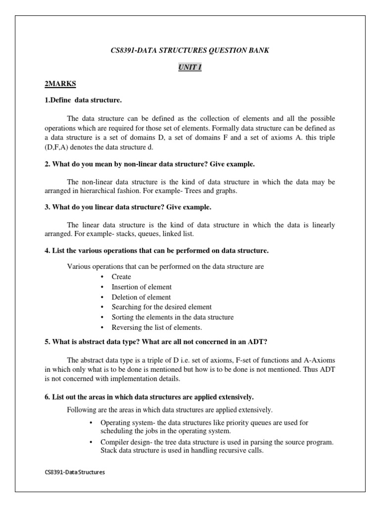 Cs8391 Data Structure Pdf Queue Abstract Data Type Pointer Computer Programming 8151