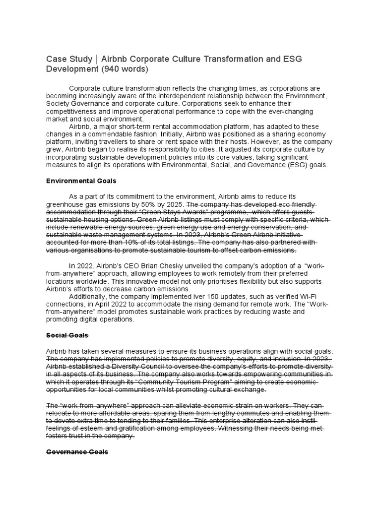 Airbnb's ESG and Culture Shift | PDF | Business | Finance & Money Management