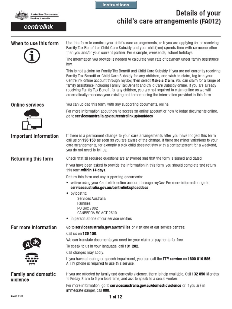 Details of Your Child's Care Arrangements: When To Use This Form | PDF ...