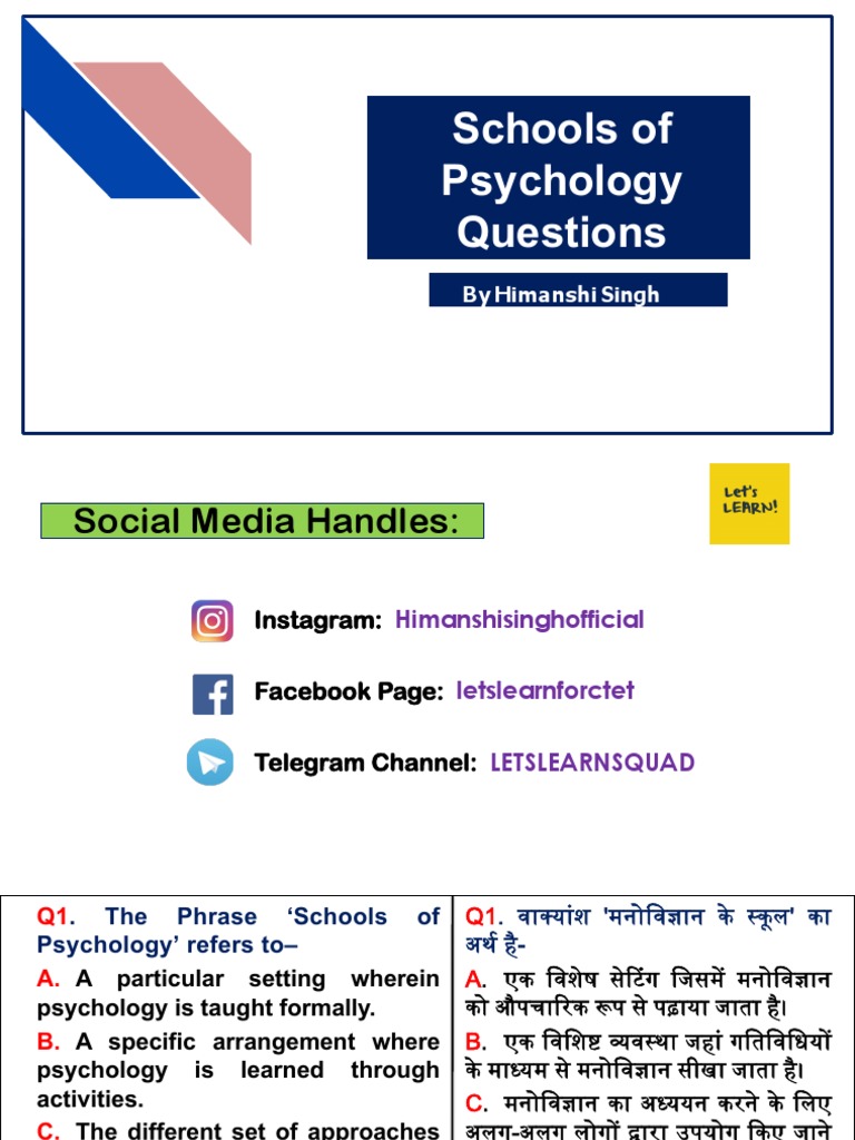 School of Psychology Questions | PDF | Behaviorism | Psychological Schools
