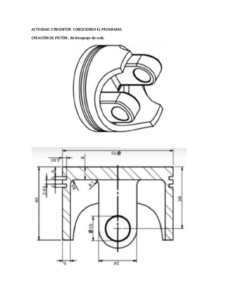 Actividad 2 Inventor Construcción de Pistón | PDF