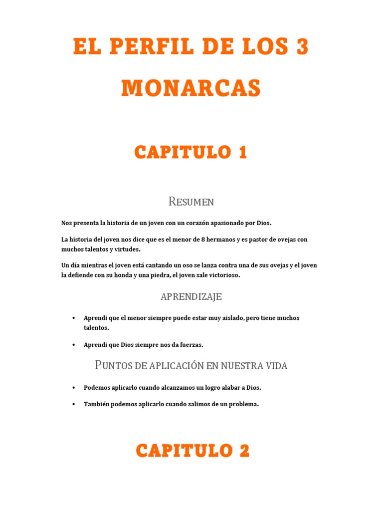 Perfil de Los 3 Monarcas Resumen JAFF | PDF | David | Saulo