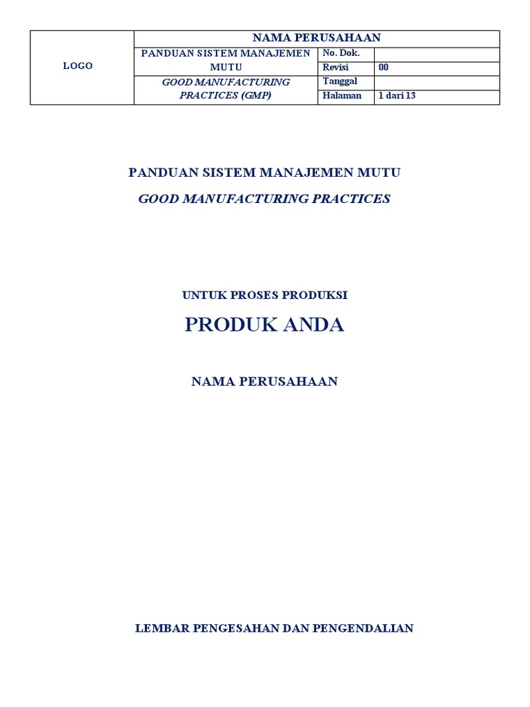 Panduan GMP CV. Samara Micron | PDF