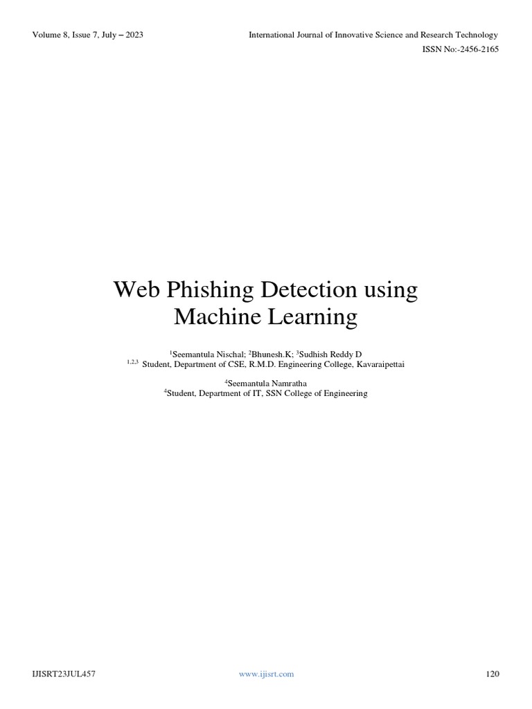 Web Phishing Detection Using Machine Learning Pdf Phishing Machine Learning