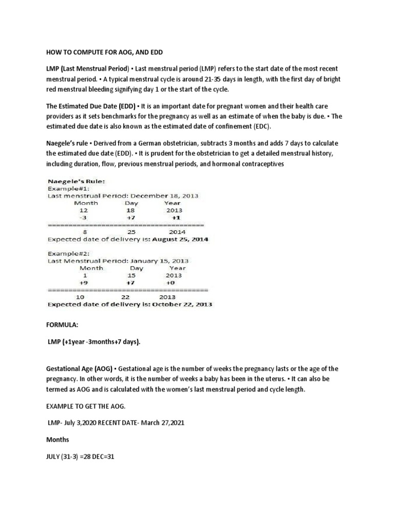 How To Compute For Aog and Edd | PDF