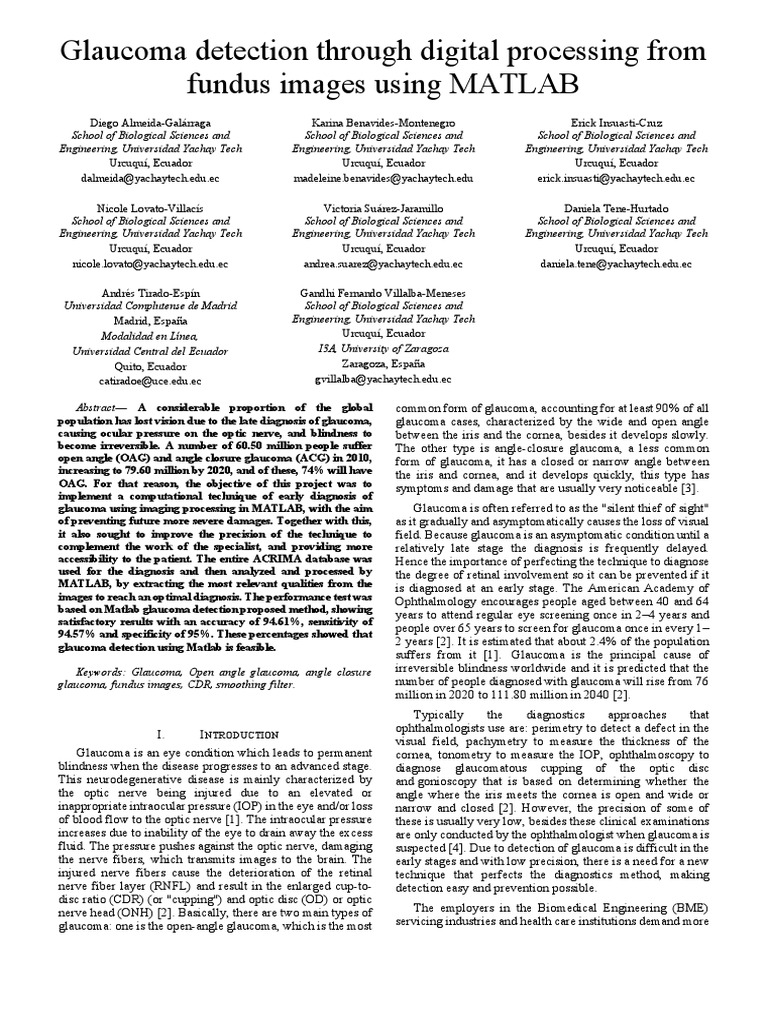 MATLAB Glaucoma Detection | PDF | Sensitivity And Specificity | Image Segmentation