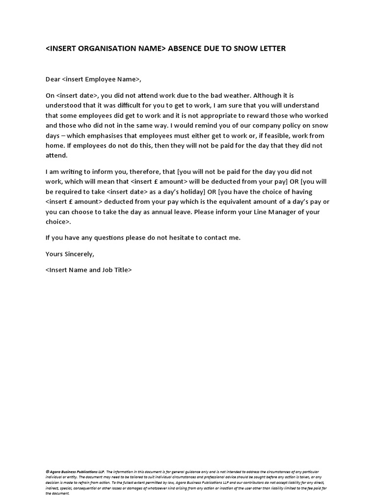 Absence Notification Due to Bad Weather | PDF