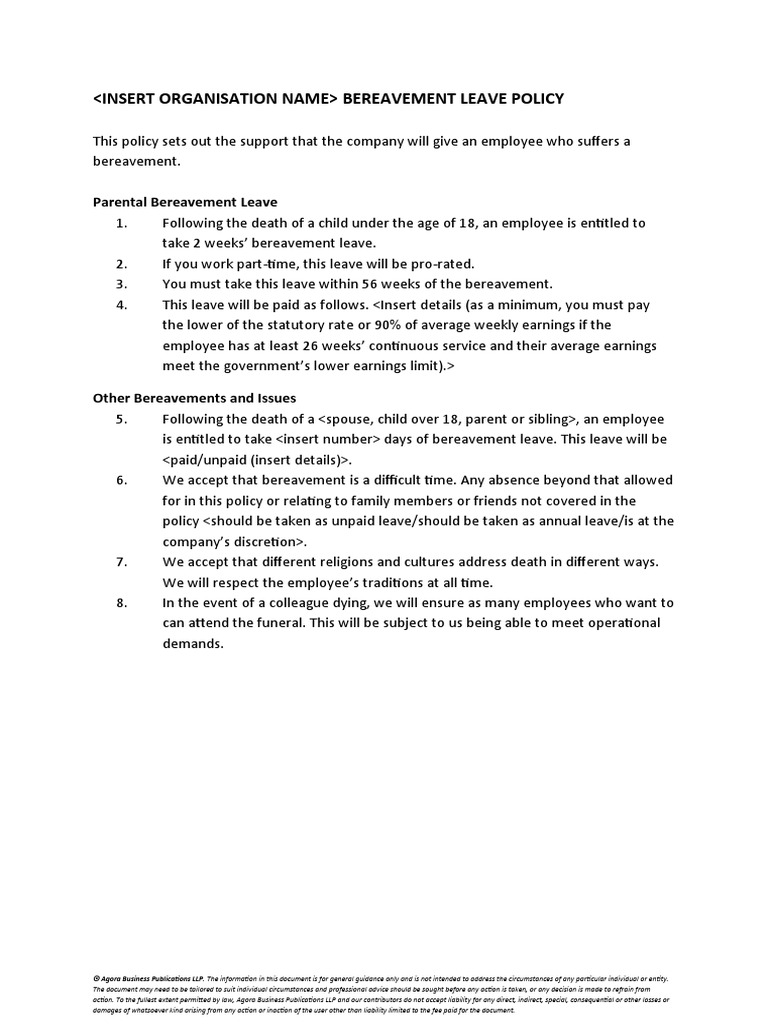 Bereavement Leave Policy Overview | PDF | Business
