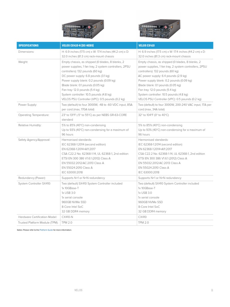 Velos CX410 and BX110 Specifications | PDF | Central Processing Unit ...