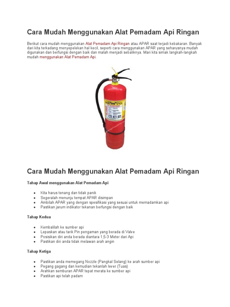 Cara Mudah Menggunakan Alat Pemadam Api Ringan | PDF | Kesehatan Holistik