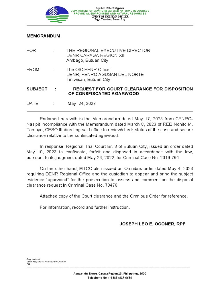 Court Clearance Endosred To | PDF | Social Science | Law