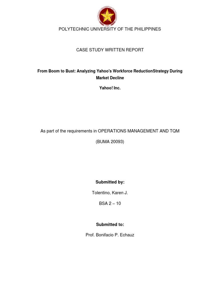 PDF Copy of Yahoo! Inc. Case Analysis (Manuscript) 2-10 BSA (OM-TQM) - Tolentino, Karen | PDF ...