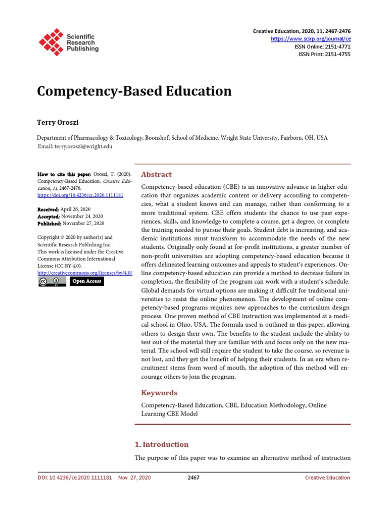 Competency Based Education | PDF | Educational Technology | Educational ...