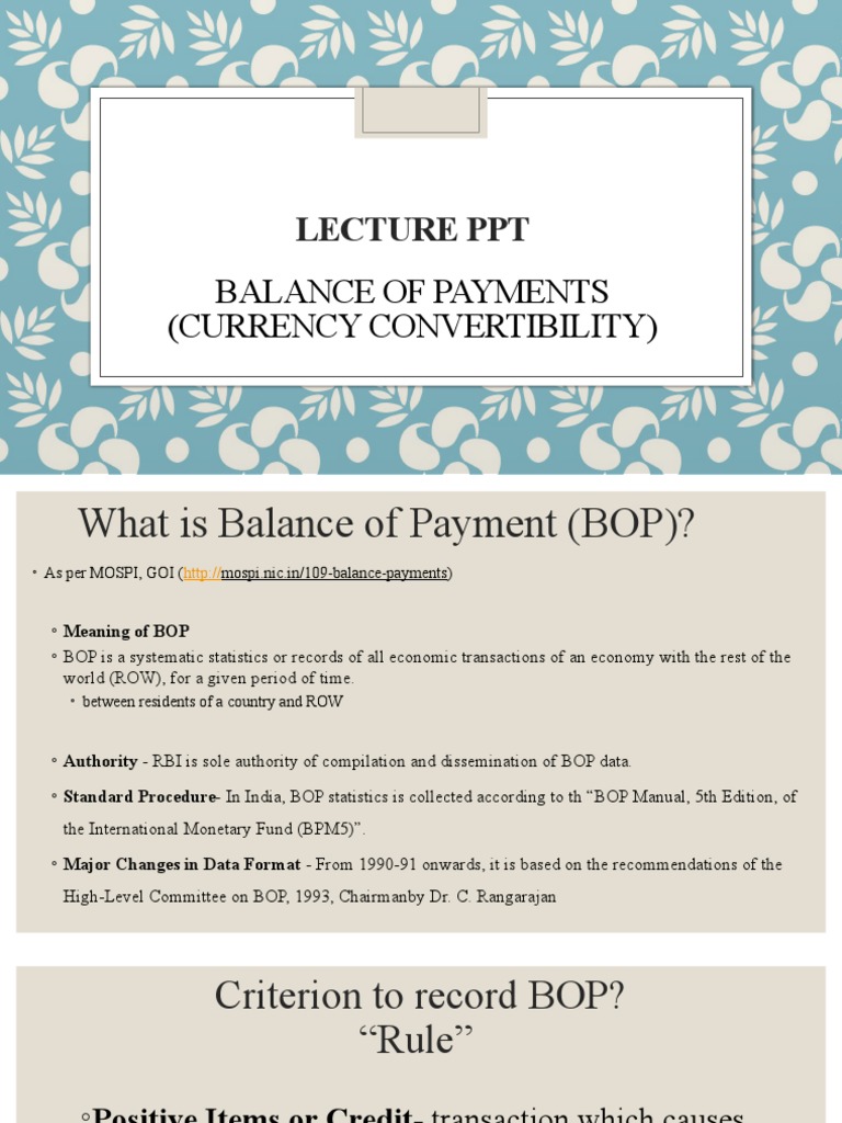 Module 6 - Lect 5 - BOP | PDF | Balance Of Payments | Capital Account