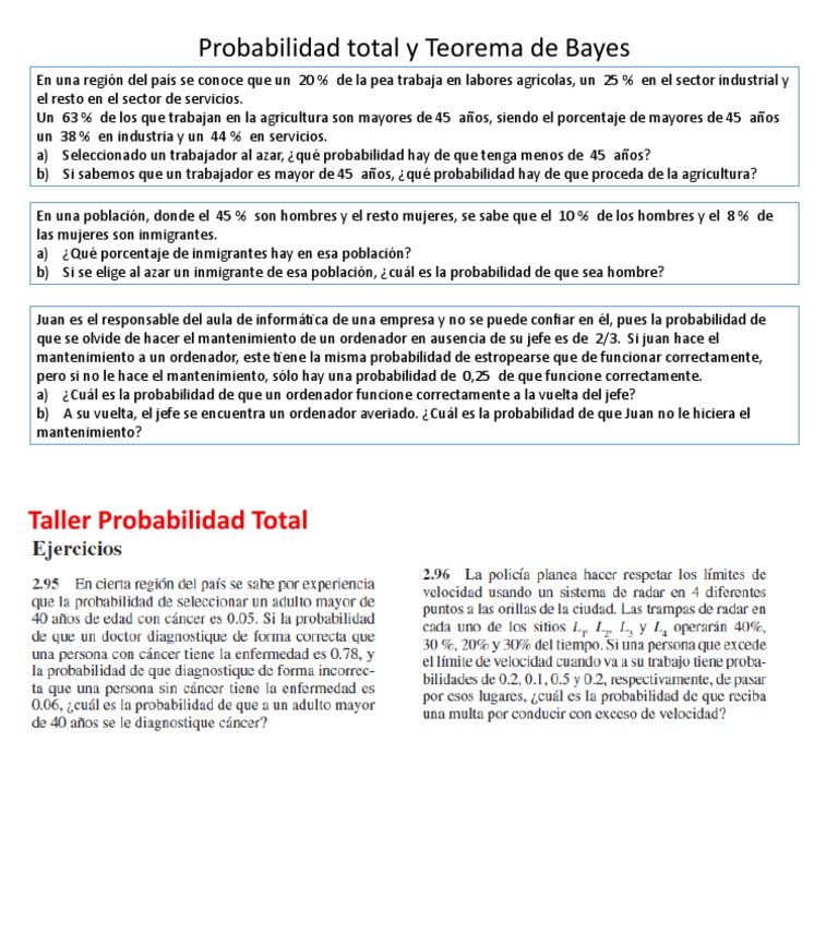 13 - Taller Probabilidad Total y Bayes - 2 | PDF