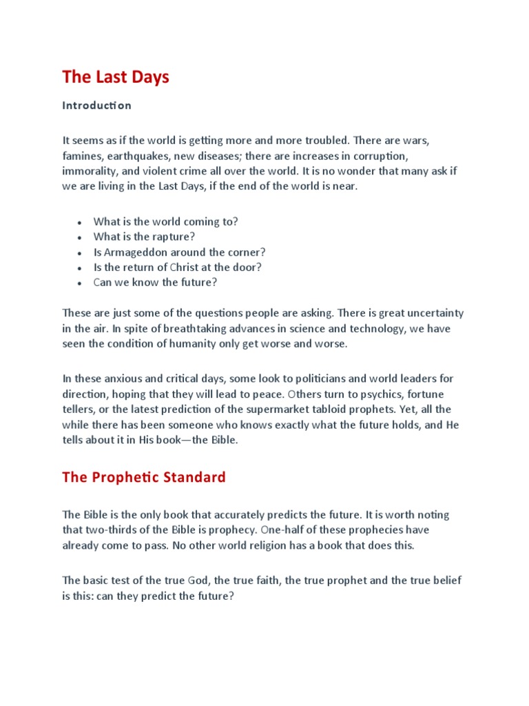 The Last Days | PDF | Last Judgment | Jesus