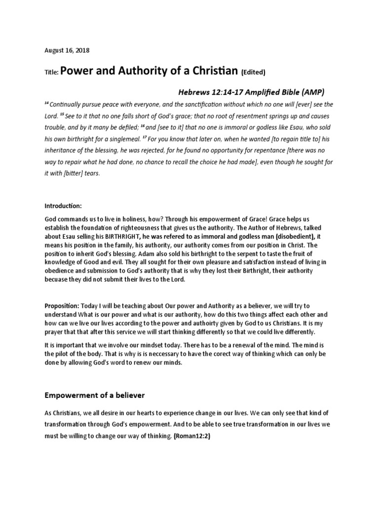 FYF Peaching Power Authority | PDF | Grace In Christianity | Humility