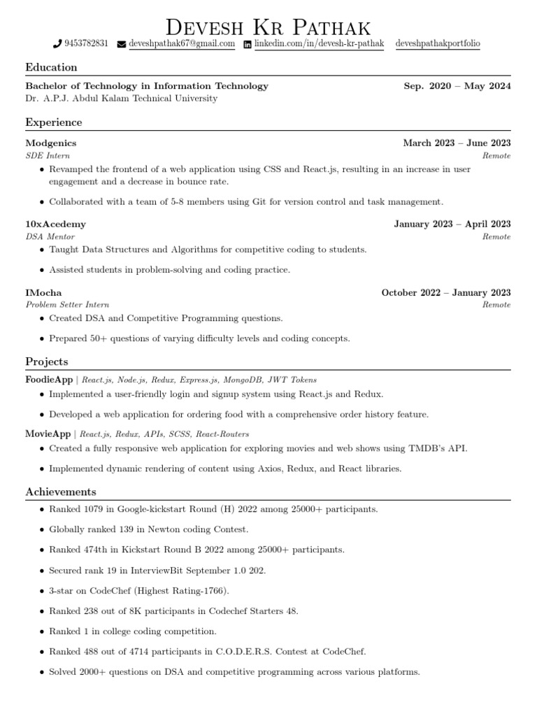 NIT Warangal Resume | PDF | World Wide Web | Internet & Web