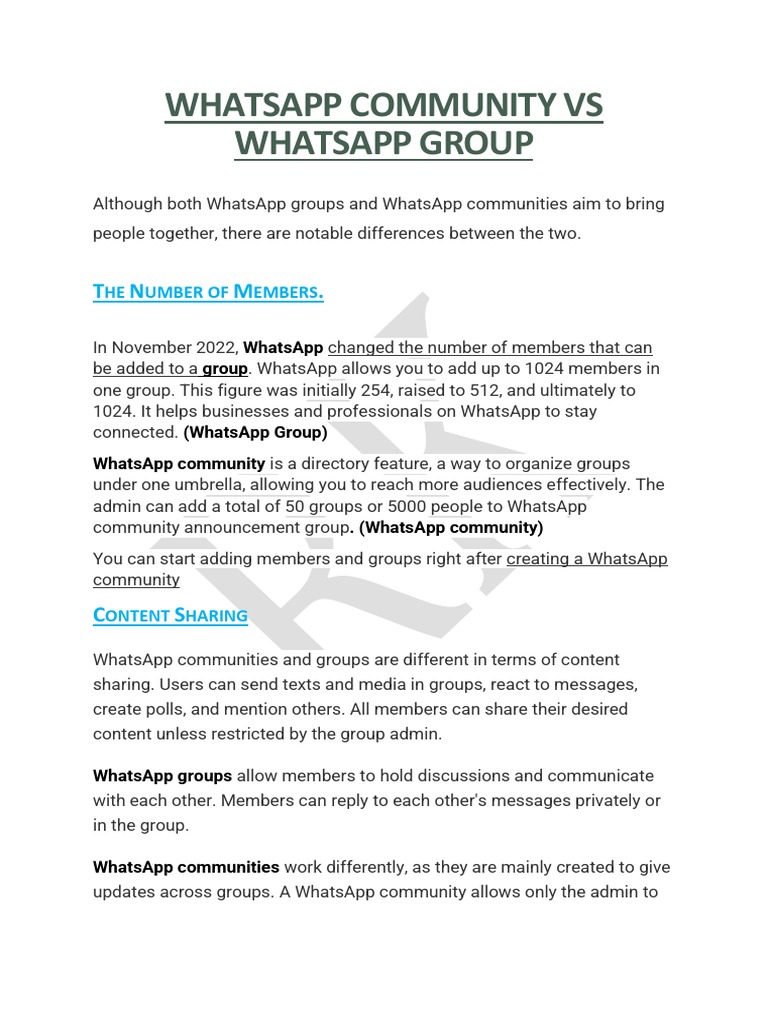 Whatsapp Community VS Whatsapp Grou1 | PDF | Communication | Internet