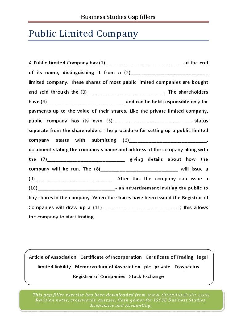 Public Limited Companies | PDF | Limited Company | Public Limited Company