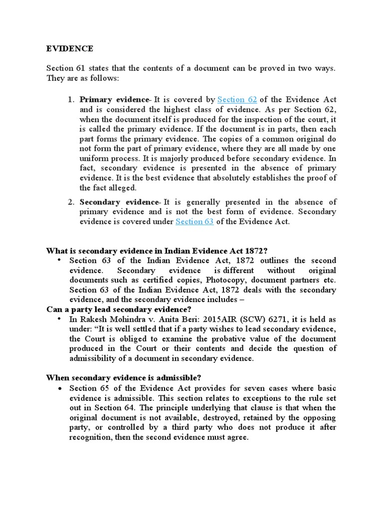 Secondary Evidence | PDF | Affidavit | Justice