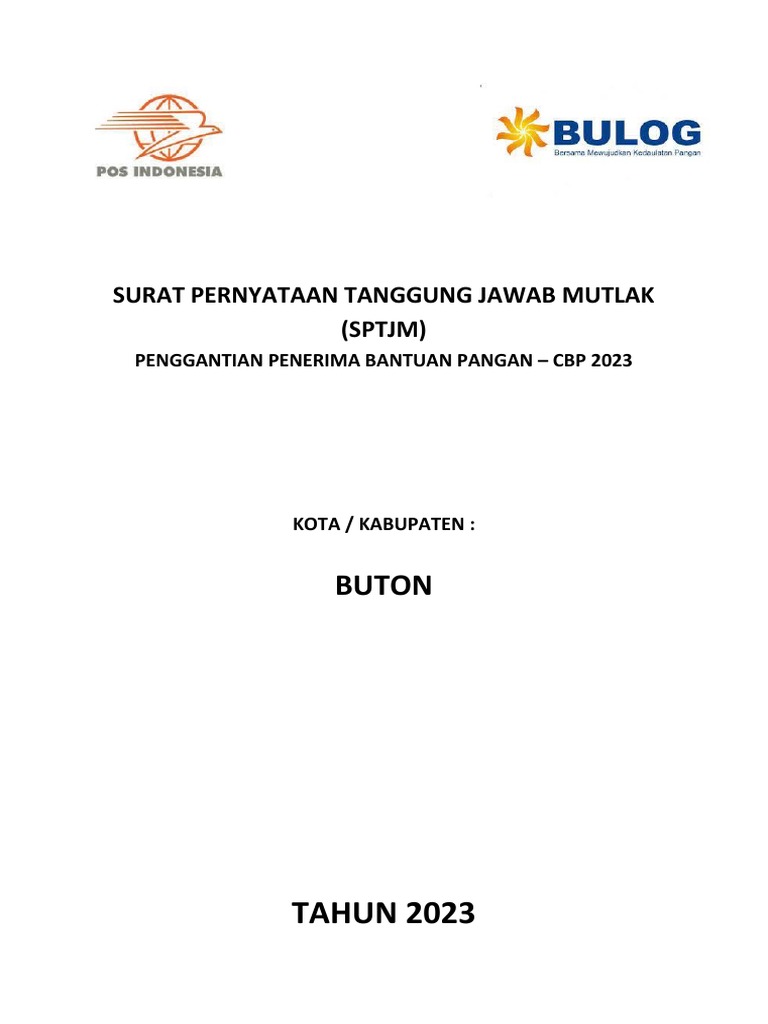 SPTJM Bantuan Pangan Buton 2023 | PDF
