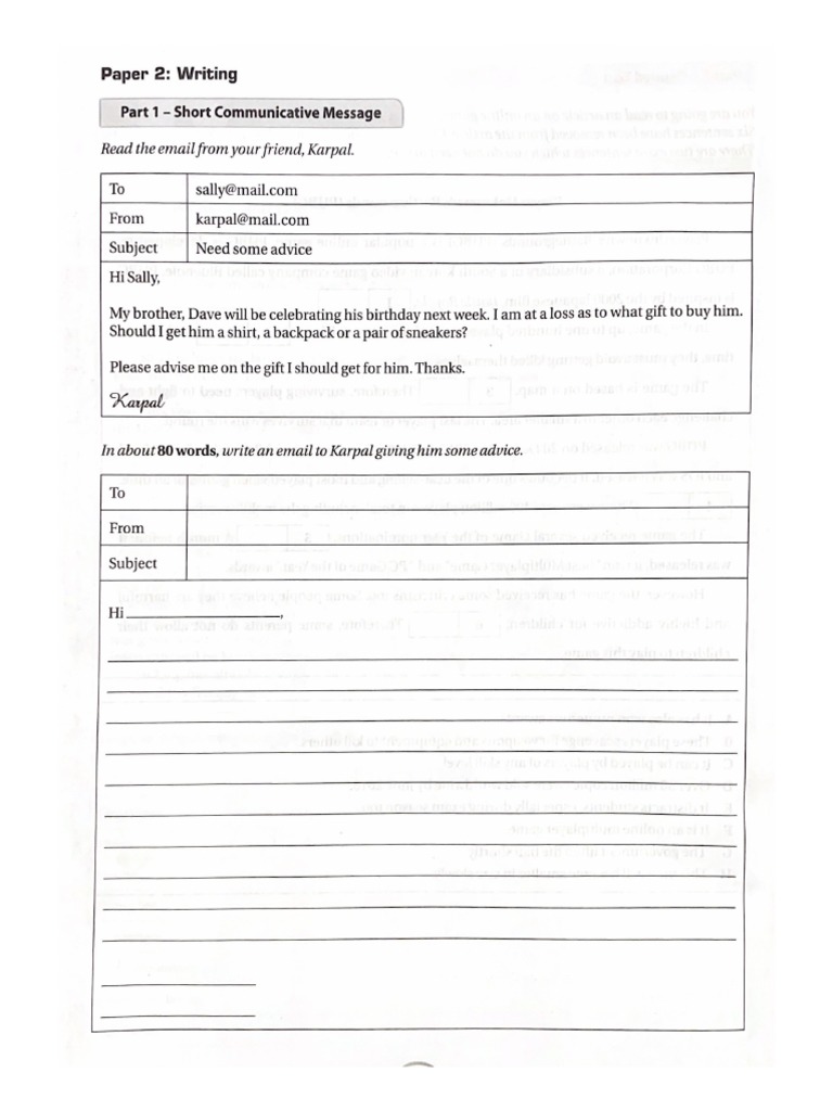 Practice 4 Short Communicative Message Form 1 2023 | PDF