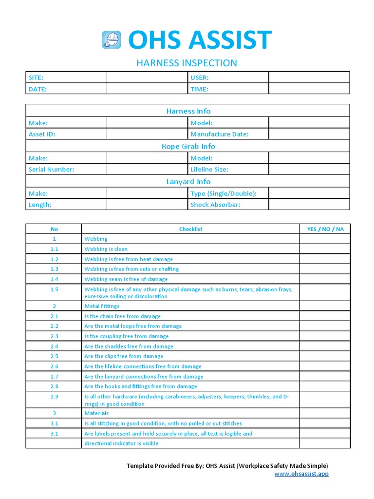 Harness Inspection Template | PDF