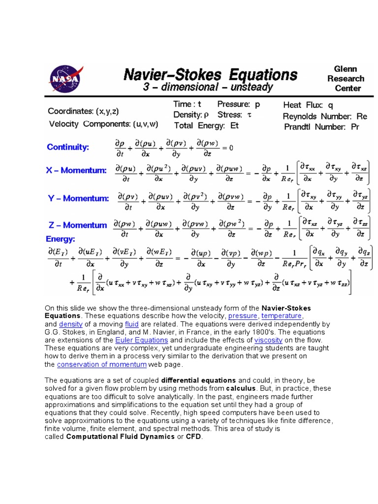 Navier-Stokes Equations | PDF | Navier–Stokes Equations | Fluid Dynamics