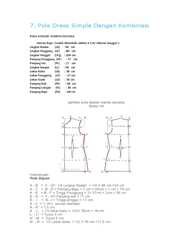 Pola Dress Kombinasi | PDF