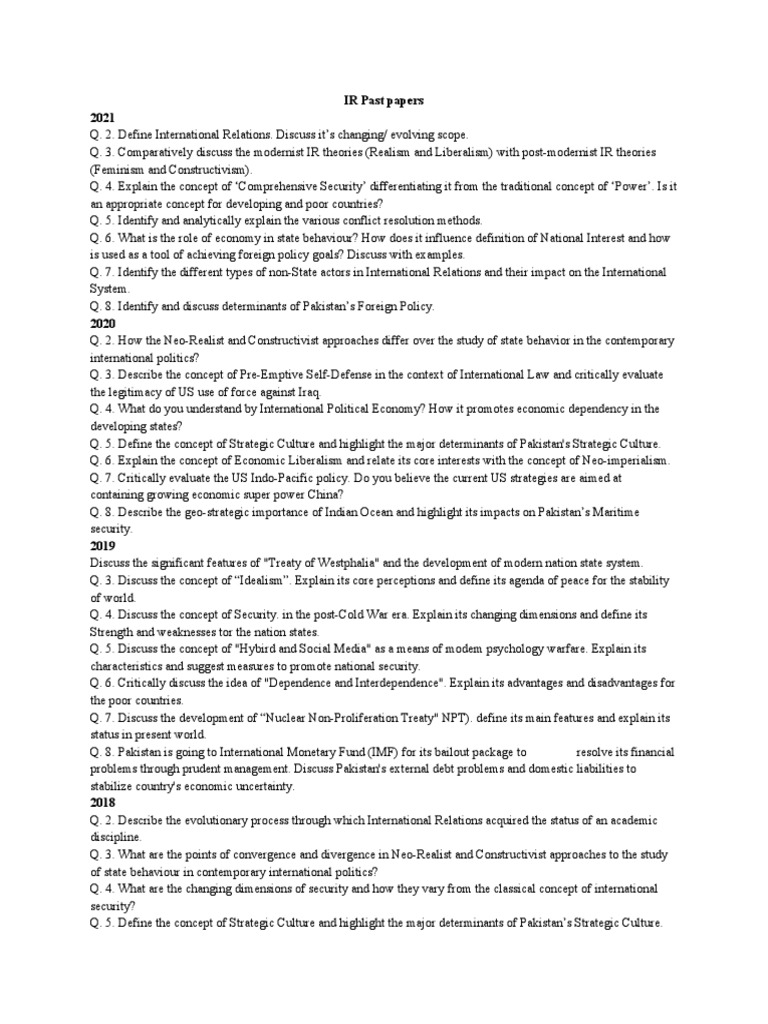 IR Past Papers | PDF | International Relations | International Security
