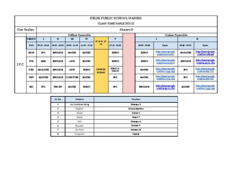 4C - Updated Time Table | PDF