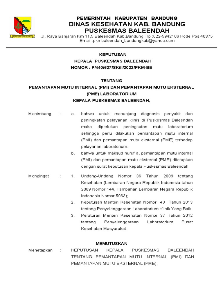 SK Pelaksanaan PMI Dan PME | PDF
