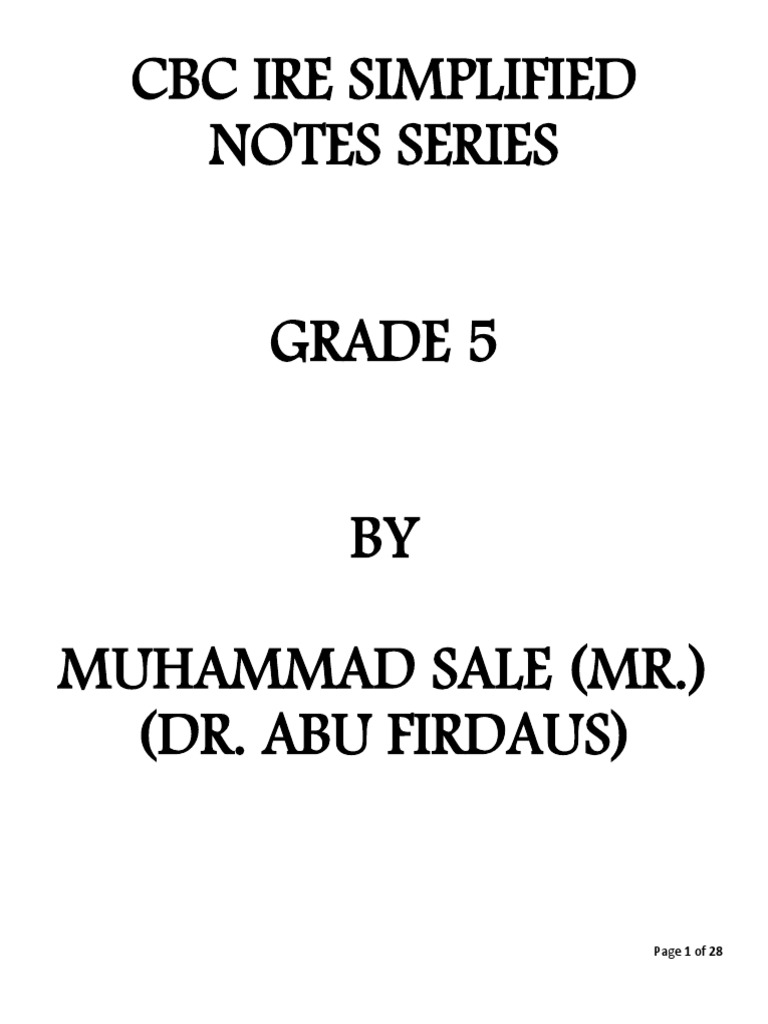 CBC Ire Notes Series Grade 5 | PDF | Surah | Patience