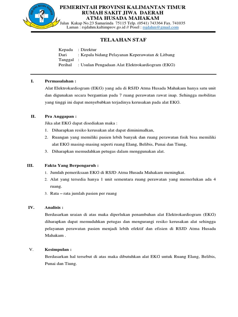 Telaahan Staf Usulan Ekg | PDF