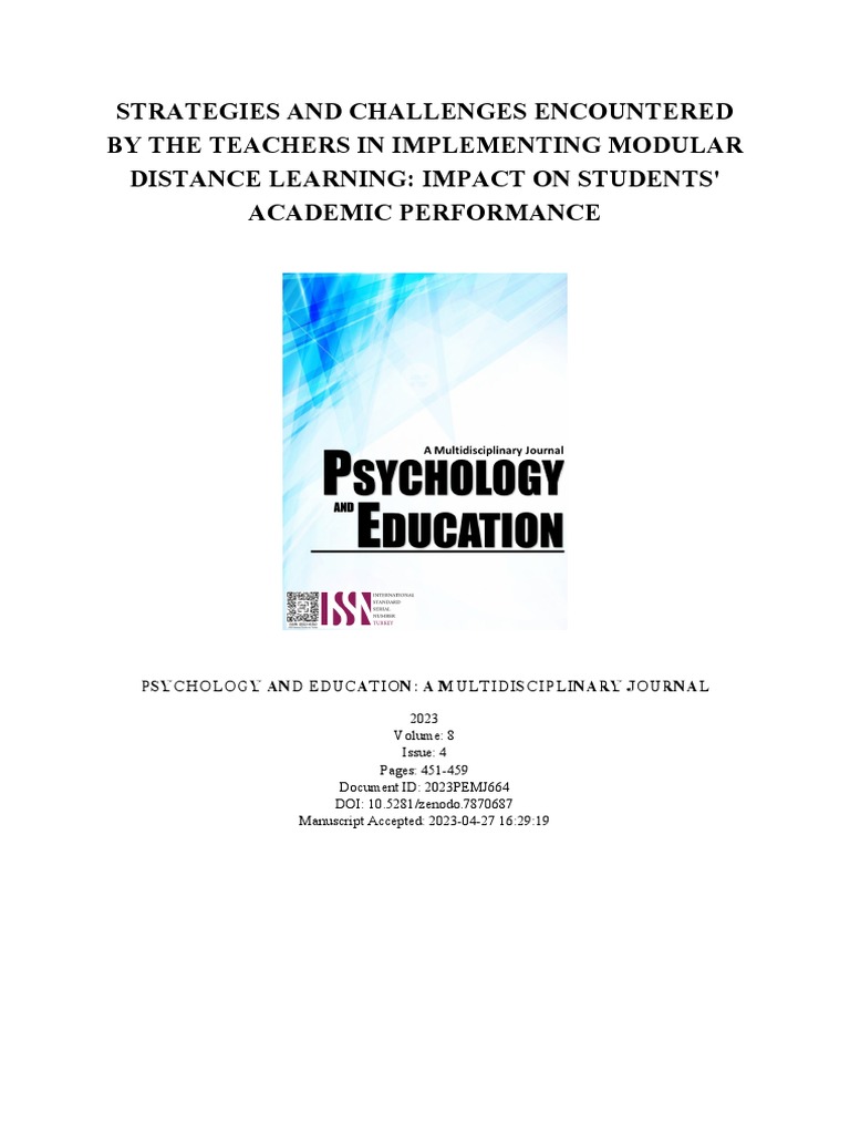 Strategies and Challenges Encountered by The Teachers in Implementing ...