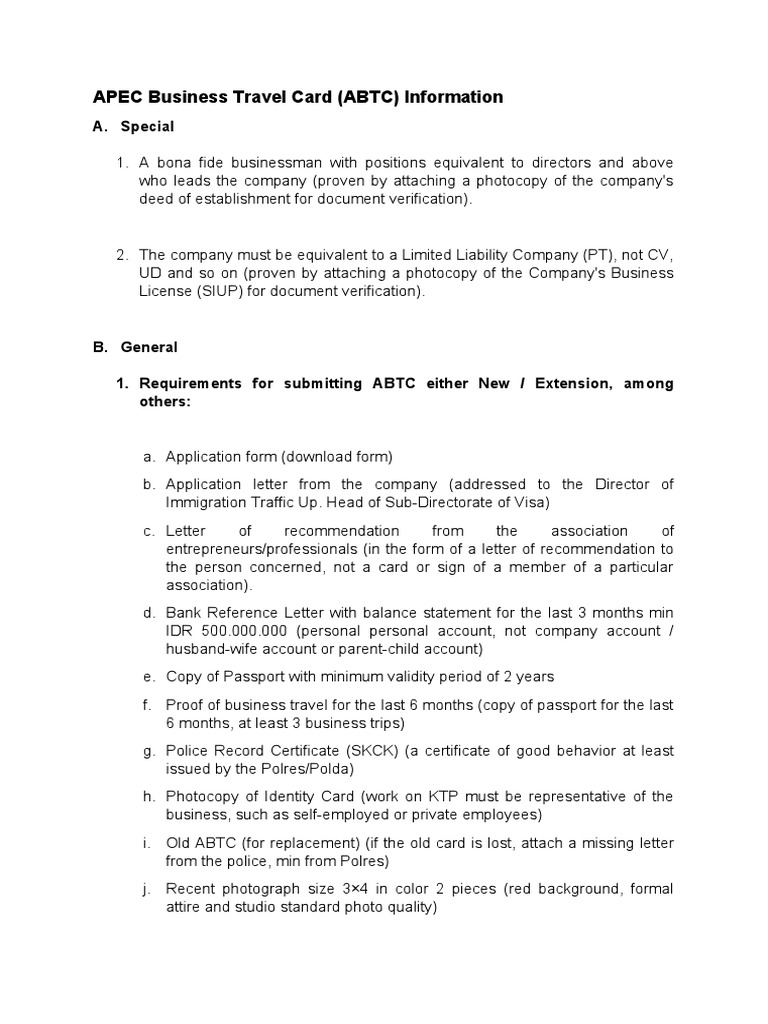 APEC Business Travel Card Application Guide | PDF | Identity Document ...