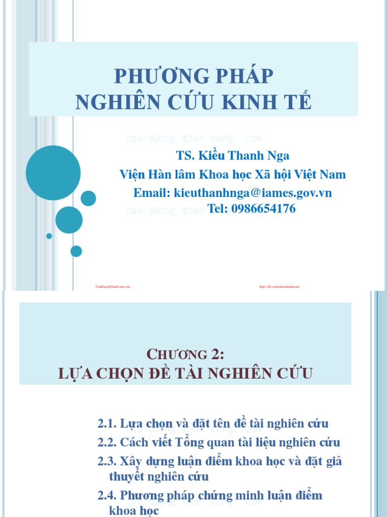 Phuong Phap Nghien Cuu Kinh Te Kieu Thanh Nga Chuong 2 Lua Chon de Tai ...