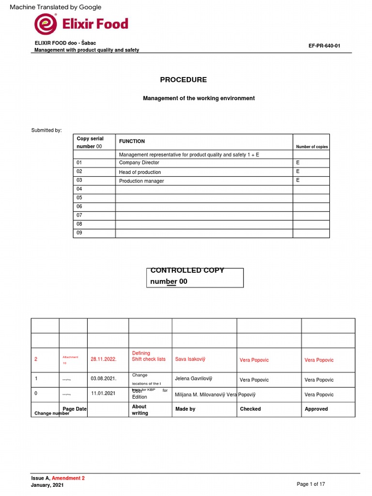 Upravljanje Radnom Sredinom EF-PR-640-01 A2 | PDF | Hygiene | Water