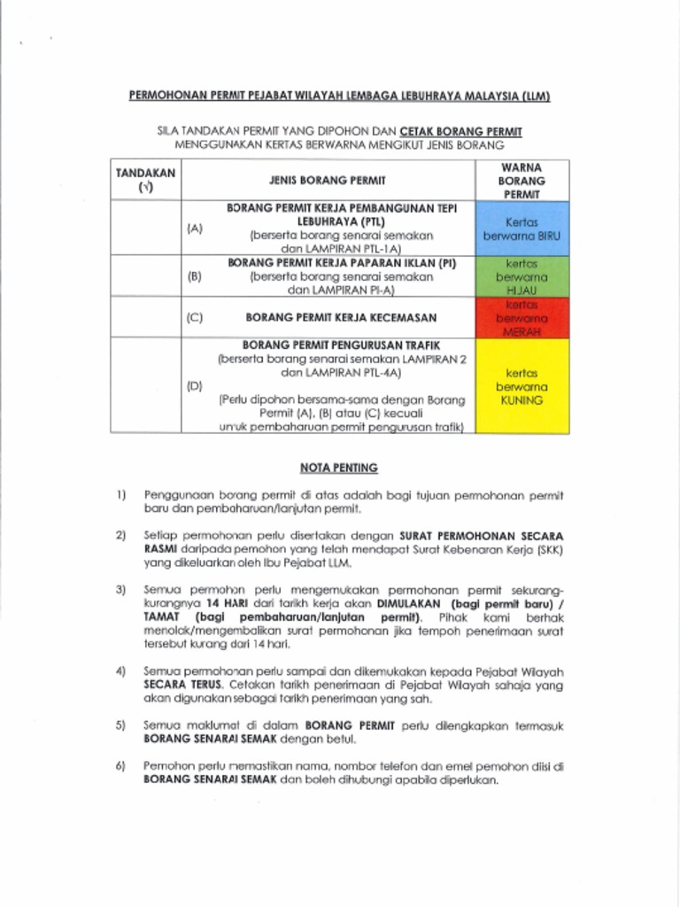 Permit Pengurusan Trafik LLM - 1 | PDF