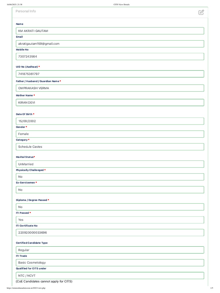 CITS View Details | PDF | Educational Stages | Vocational Education