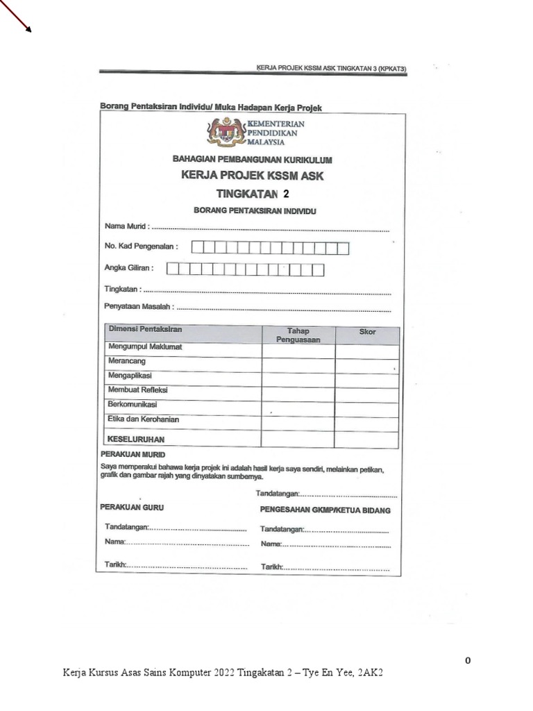 Kerja Kursus ASK T2 Tye en Yee 2022 - Word File | PDF