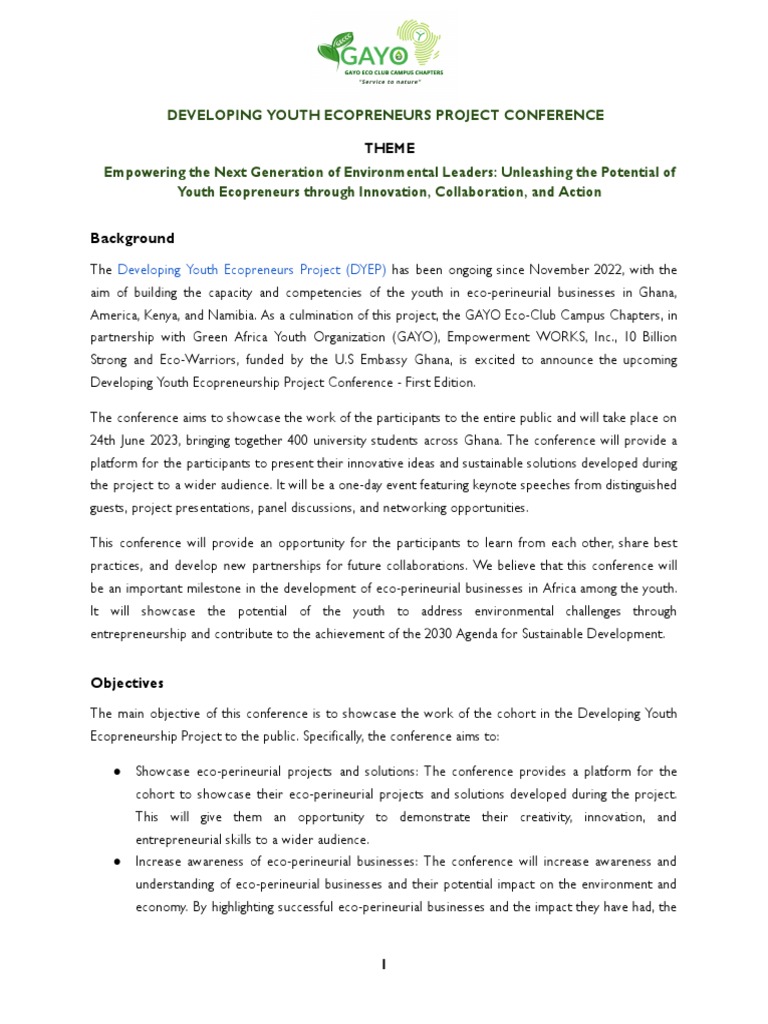 Climate Change Conference Concept Note | PDF | Entrepreneurship ...