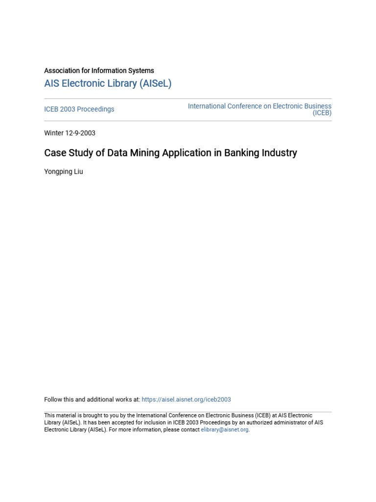 Case Study of Data Mining Application in Banking Industry | PDF | Banks ...
