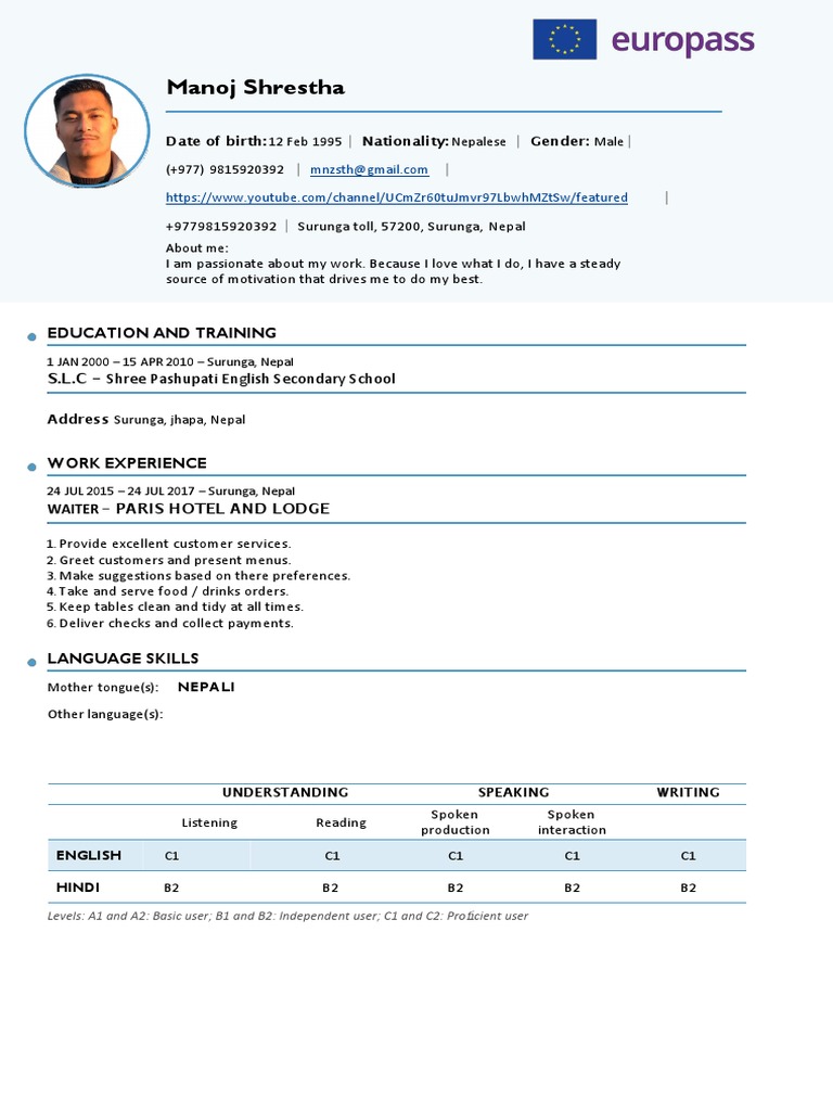Waiter CV | PDF
