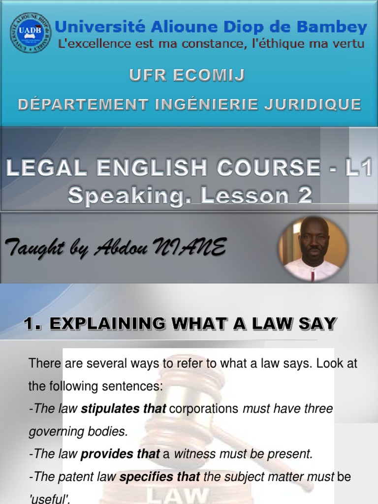 Legal English Course - ECOMIJ L1 - Lesson 2 | PDF | Jurisdiction | Lawsuit