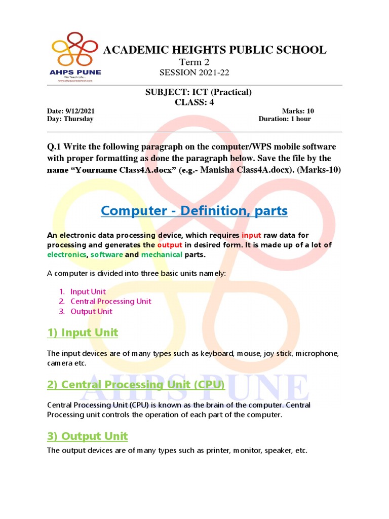 Class-4 Term-2 Practical Paper | PDF