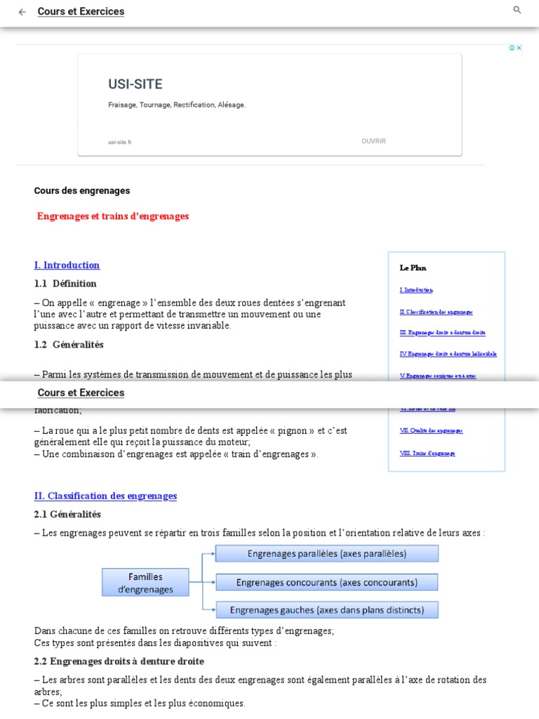 Cours complet sur les engrenages | PDF | Engrenage | Ingénierie mécanique
