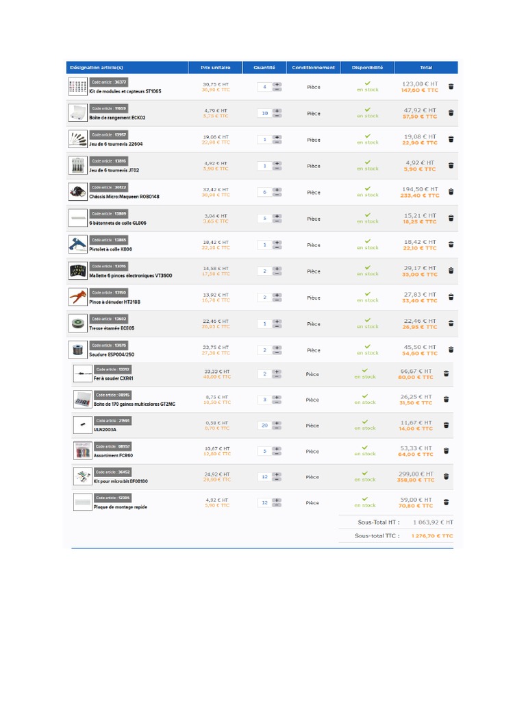 Liste Matériel Gotronic | PDF